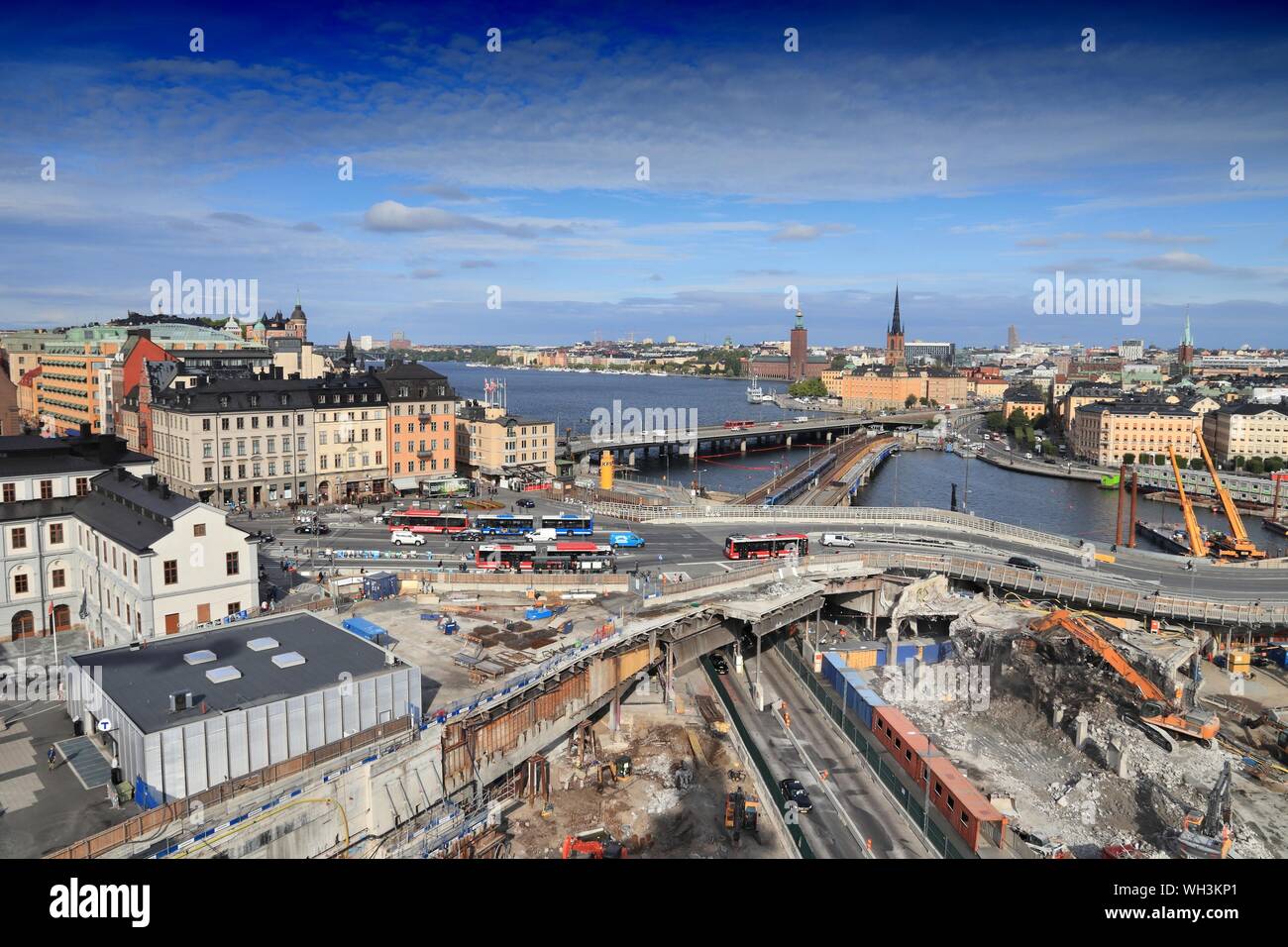 STOCKHOLM, SWEDEN - AUGUST 23, 2018: Redevelopment, construction and ...