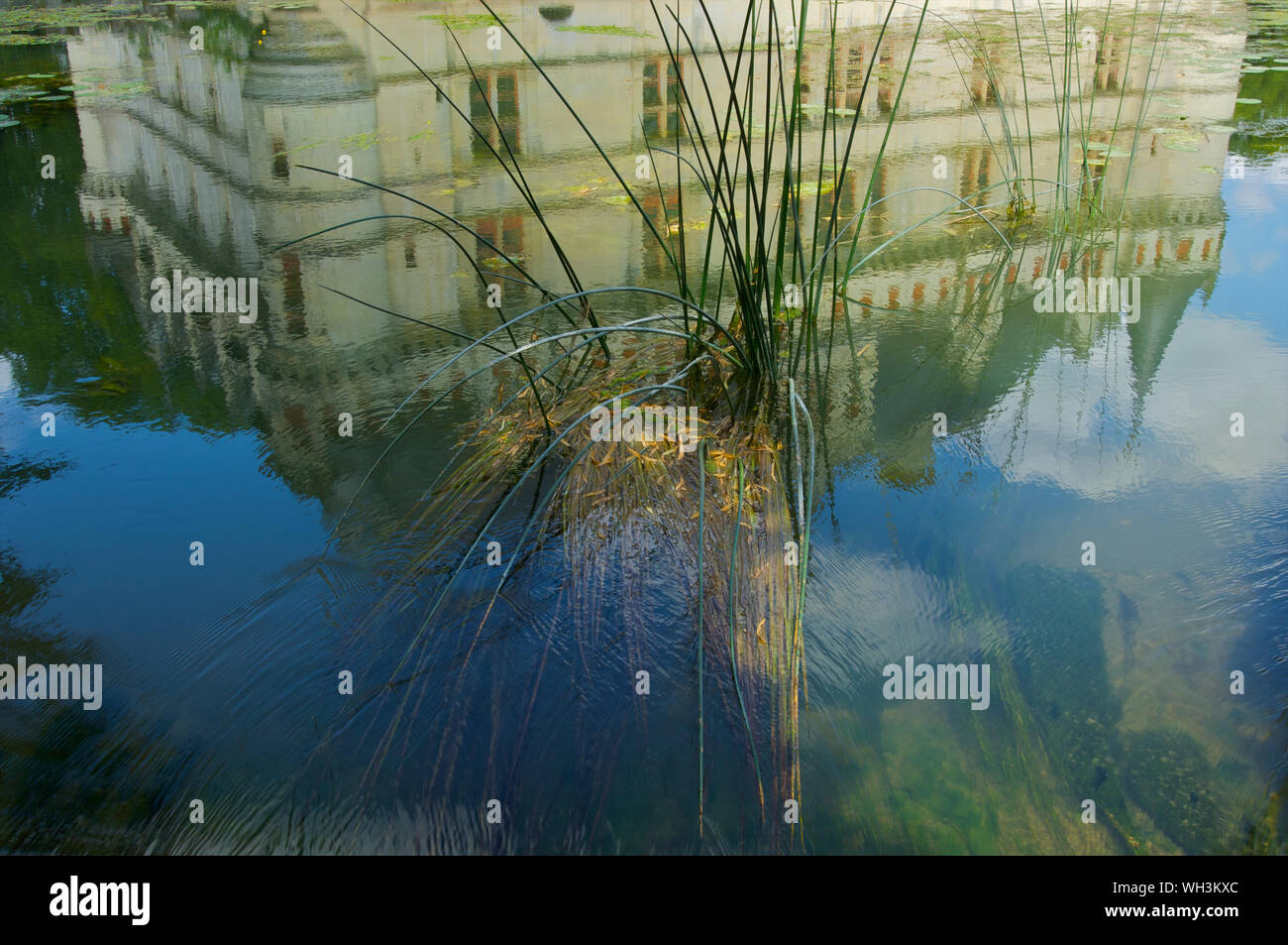 Renaissance castle d'Azay le Rideau and moat build on an island in the ...