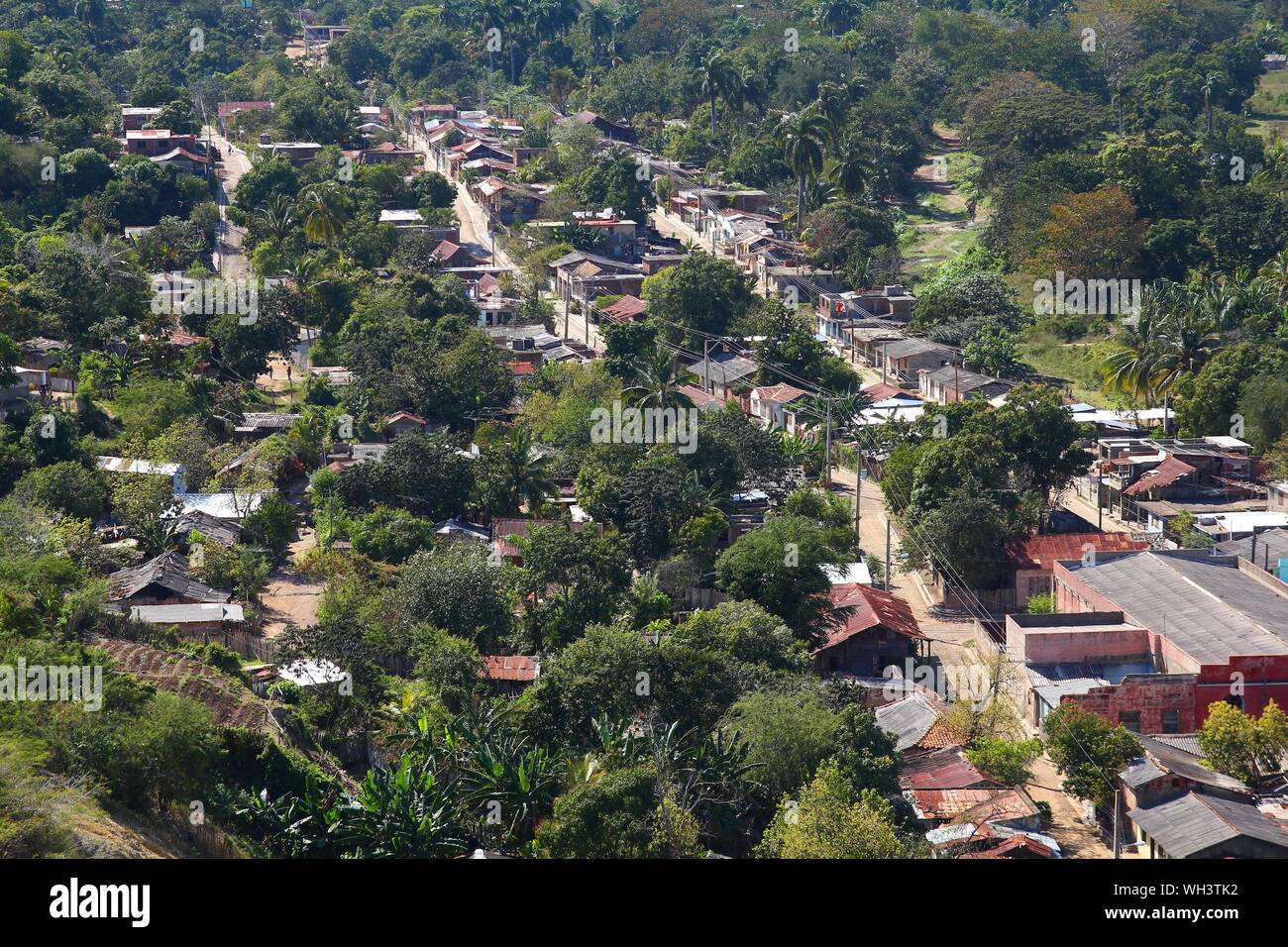 Rural Cuba - village homes and palm trees near Santiago De Cuba Stock ...