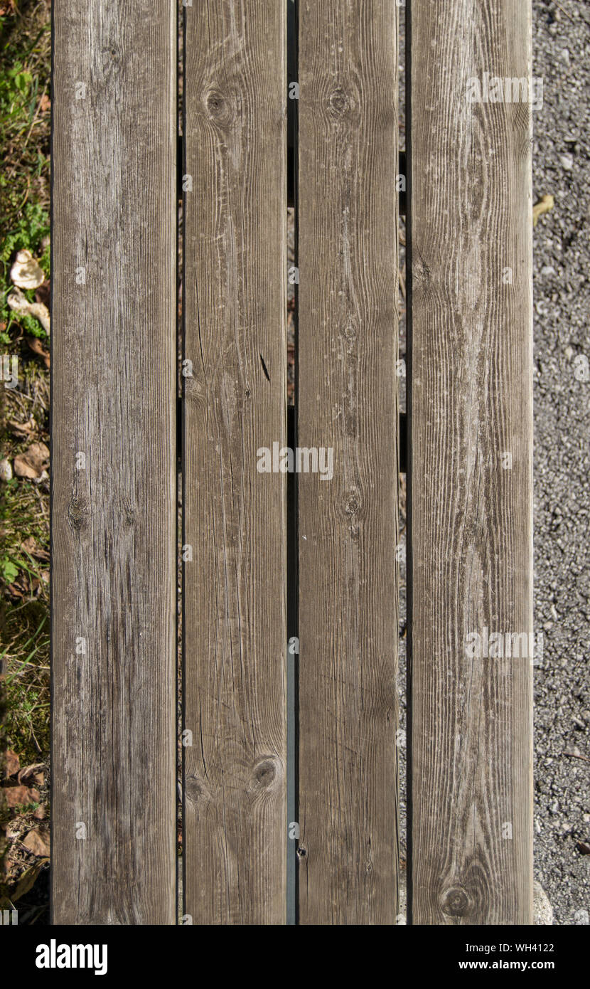 Old wood planks, wooden bench top view Stock Photo - Alamy