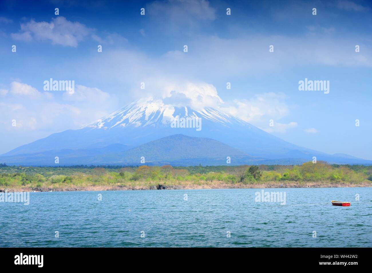 Japan landscape with Mount Fuji - Lake Shoji (Shojiko) and the famous ...