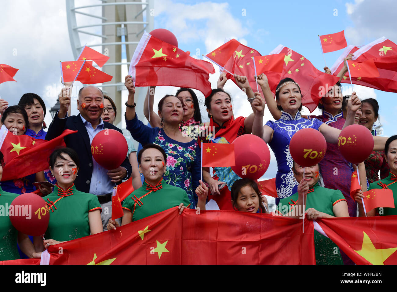 Portsmouth, UK. 1st Sep, 2019. The mainland Chinese singing together I ...