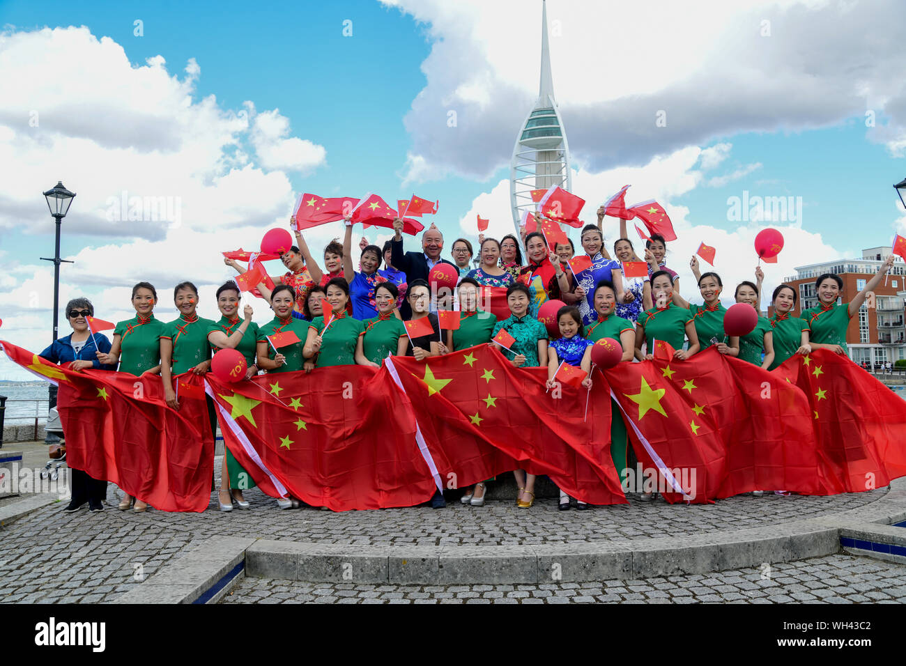 Portsmouth, UK. 1st Sep, 2019. The mainland Chinese singing together I ...