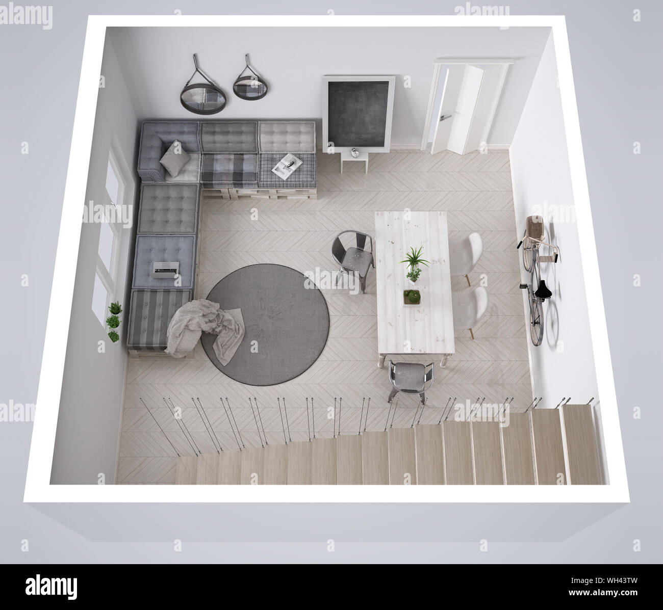 Scandinavian white living, with DIY pallet couch sofa interior design ...