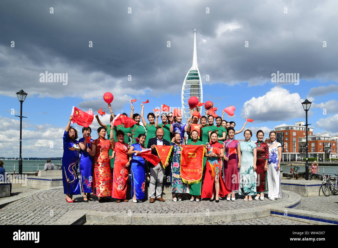 Portsmouth, UK. 1st Sep, 2019. The mainland Chinese singing together I ...