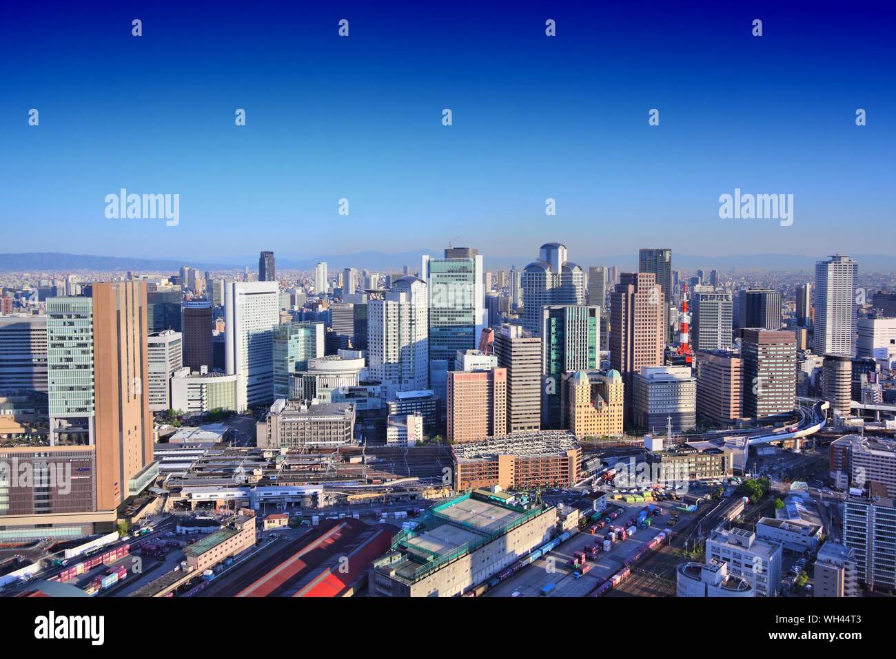 OSAKA, JAPAN - APRIL 27, 2012: Cityscape view in Osaka, Japan. Osaka is ...