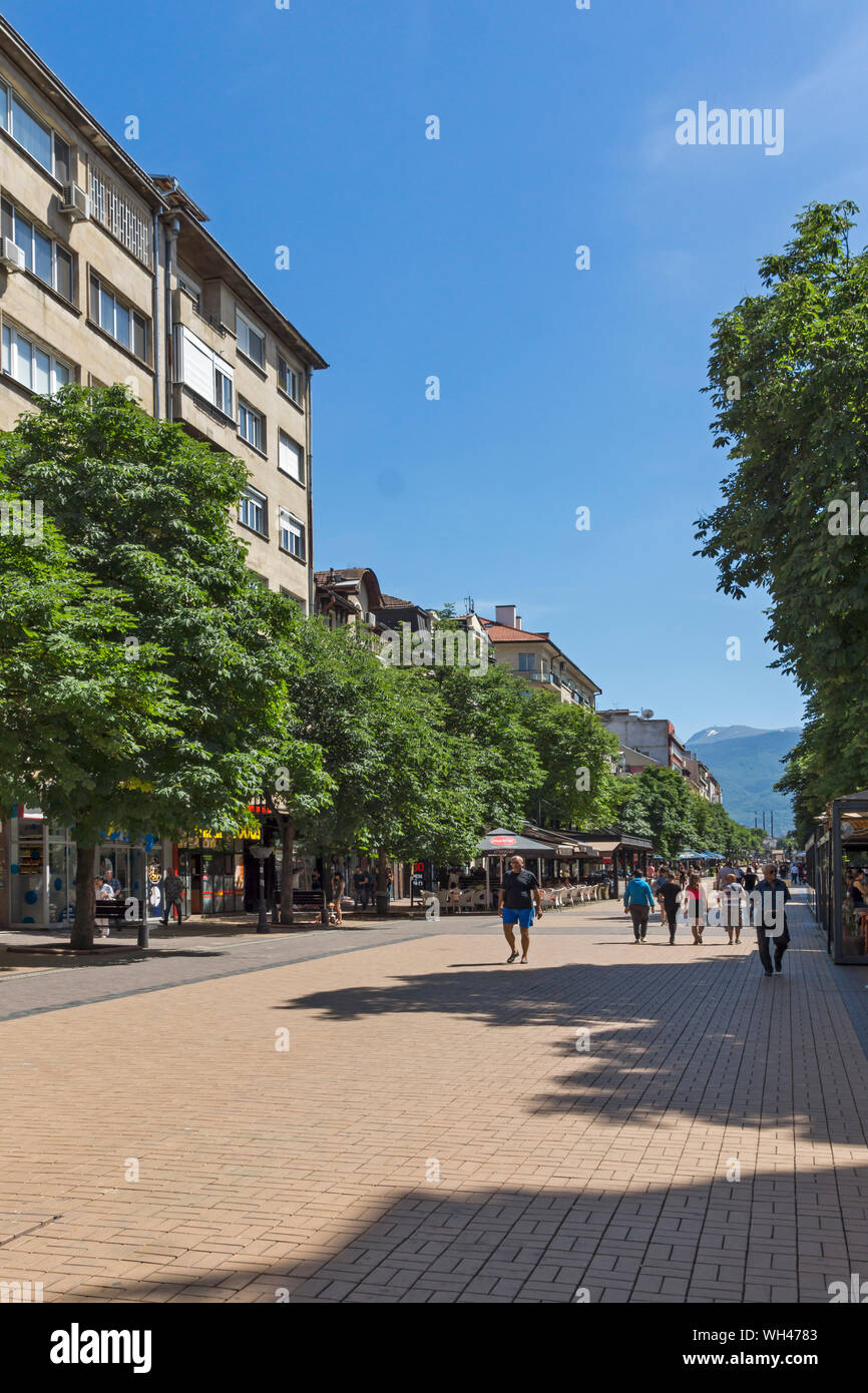 SOFIA, BULGARIA - MAY 31, 2018: Walking people on Boulevard Vitosha in city of Sofia, Bulgaria ...