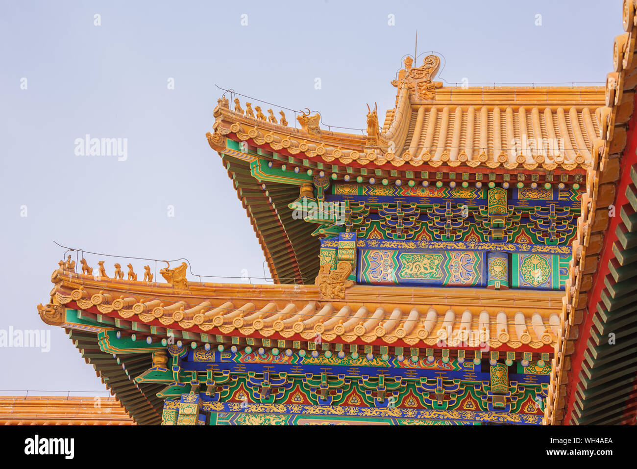 Imperial roof decoration on a on the gate of Supreme Harmony in the ...