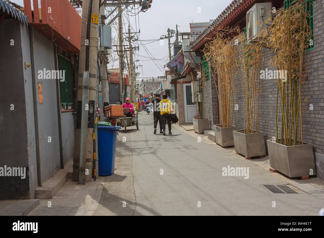 Editorial: BEIJING, CHINA, April 6, 2019 - Street view of an alley in a ...