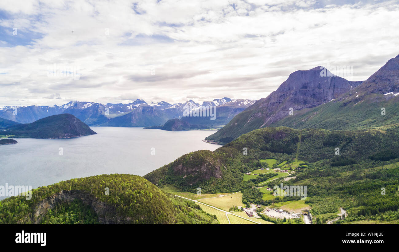 Aerial view snowy lofoten hi-res stock photography and images - Alamy