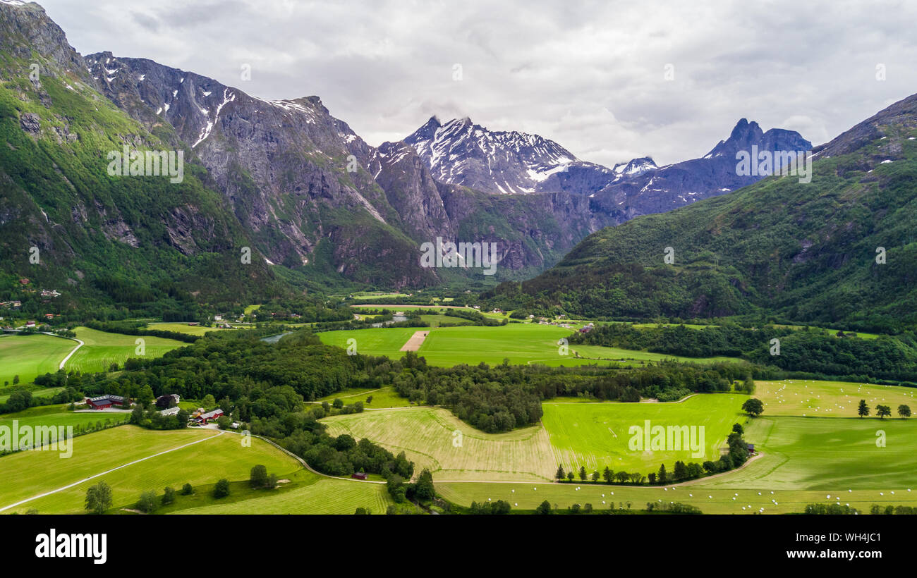 Aerial view snowy lofoten hi-res stock photography and images - Alamy