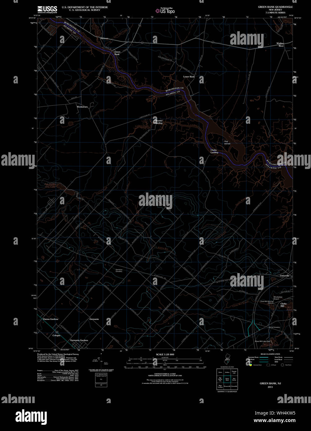 Map of green bank new jersey hi-res stock photography and images - Alamy
