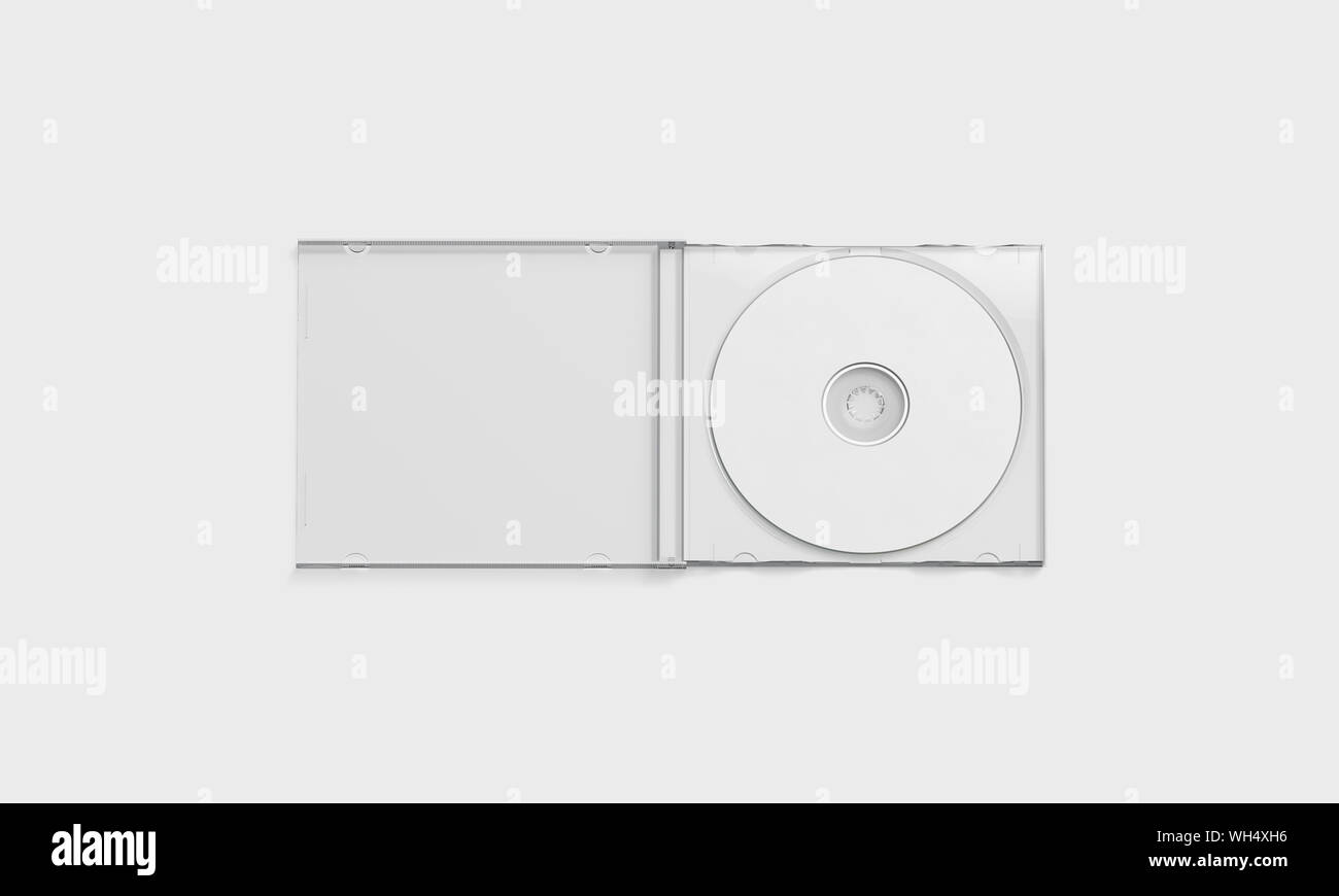 Blank white transparent cd case mockup opened, top view Stock Photo - Alamy