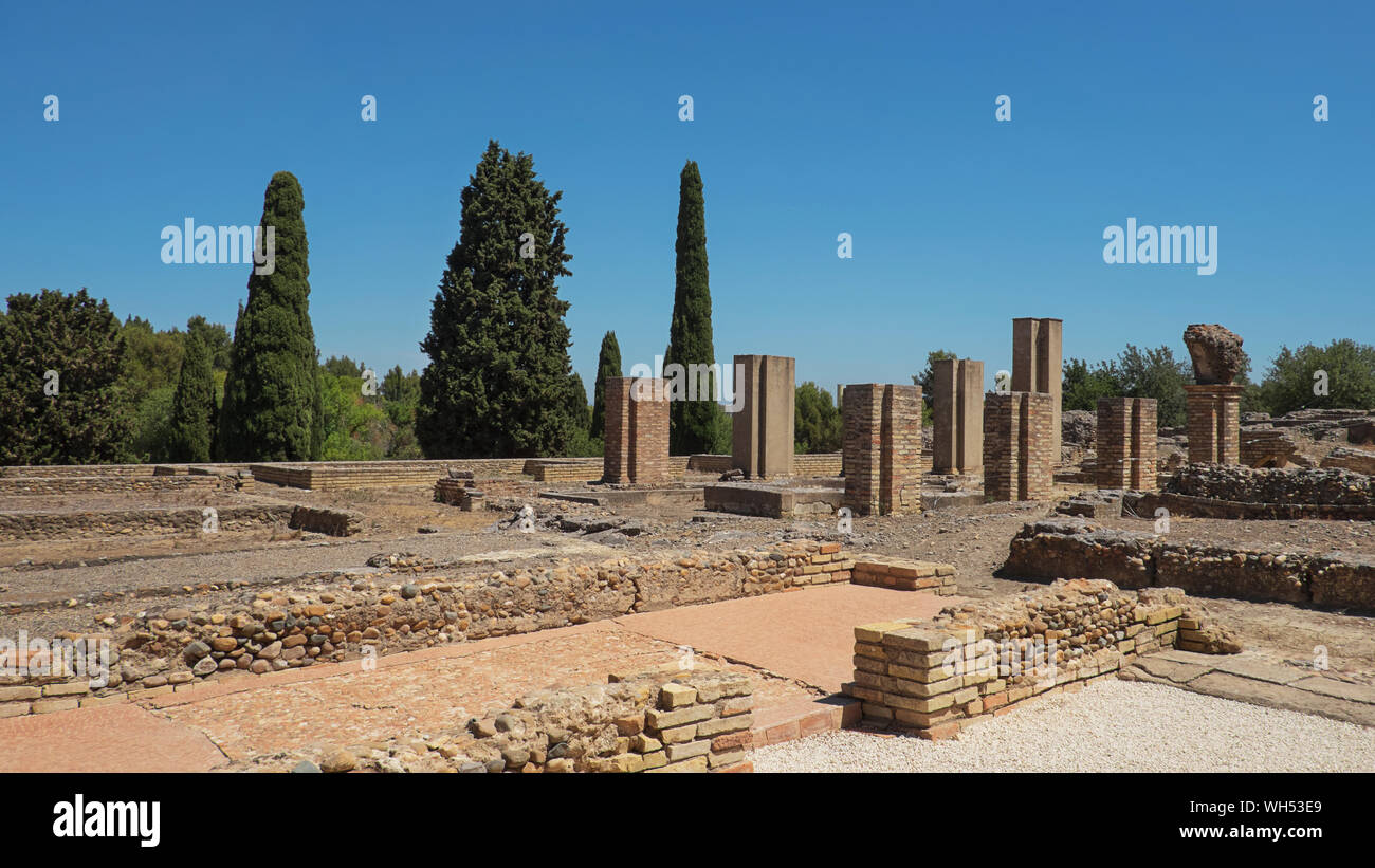 Ruins of Domus de la Exedra, part of archaeological ensemble of Italica ...