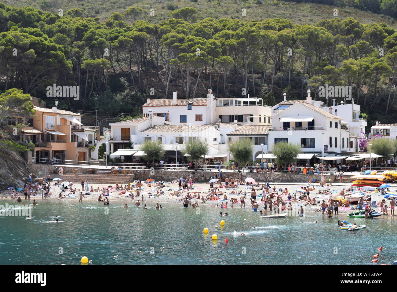 Typical day of summer: people on Sa Tuna beach (Begur) - Costa Brava ...
