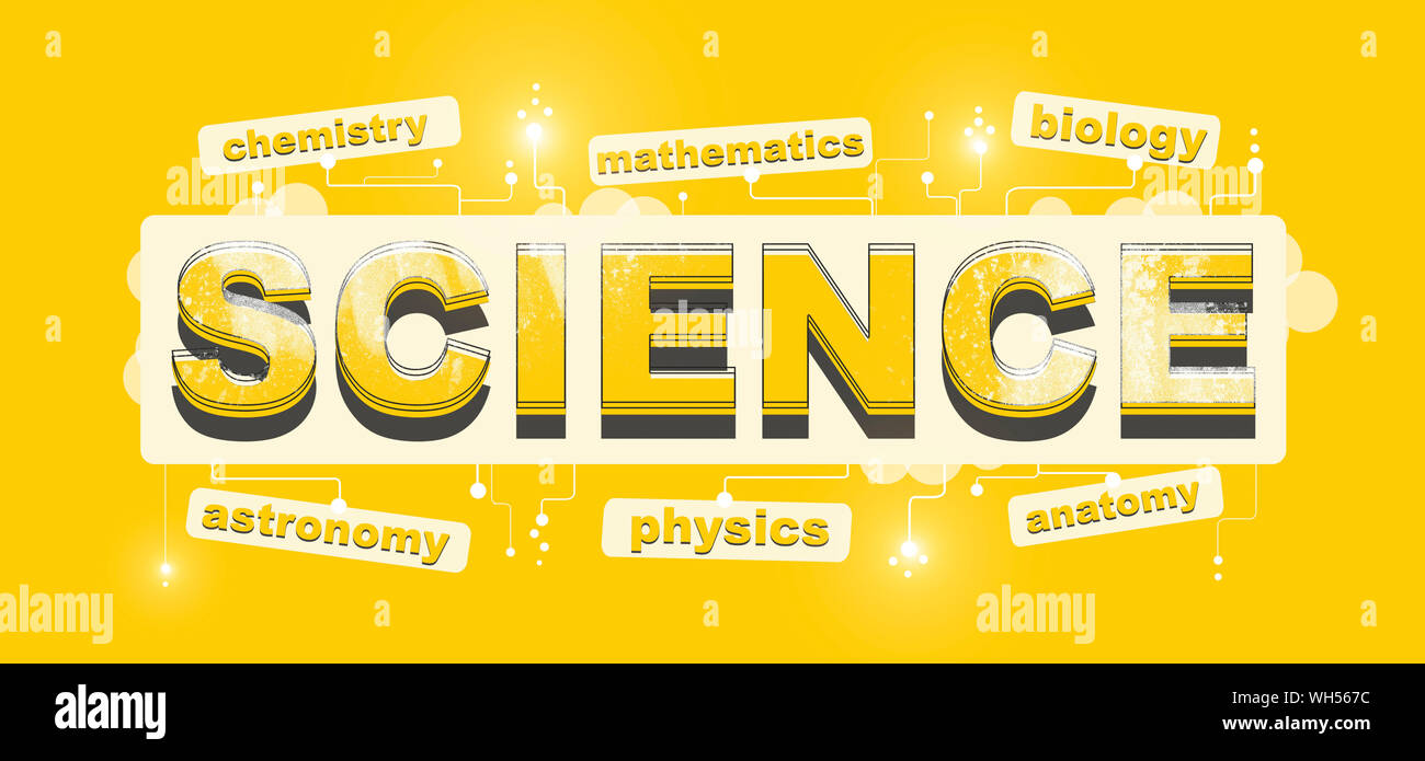 Word Science with components on bright yellow background Stock Photo ...