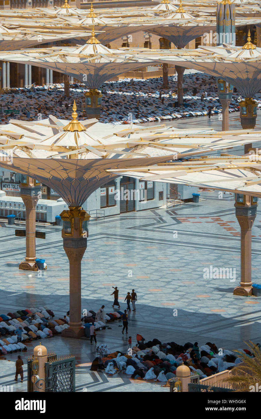 During the Friday prayer thousands of Muslim pilgrims pray at the Al ...