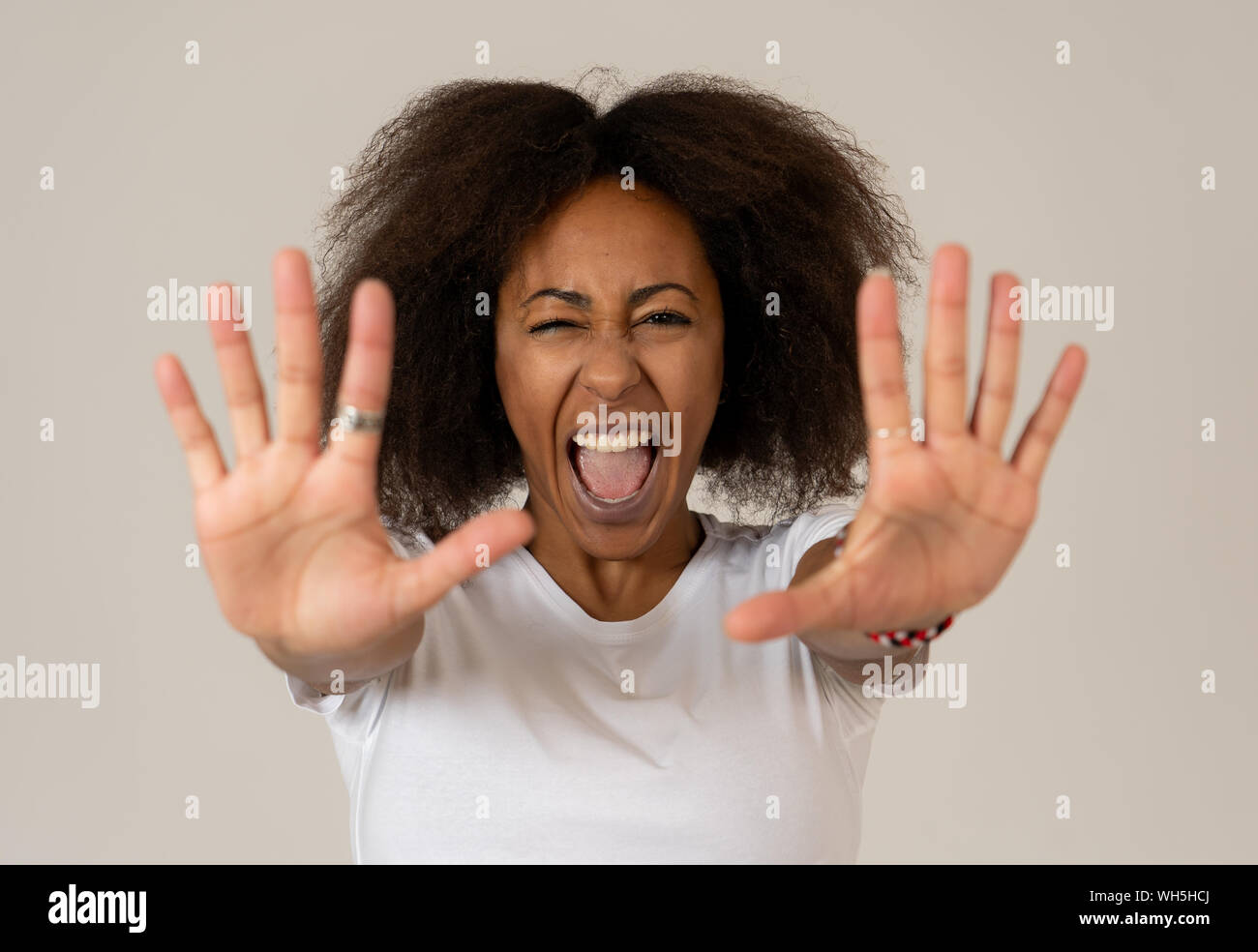 Close up portrait of attractive african american woman with happy face ...