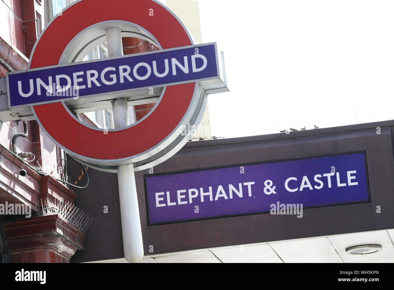 Signs for the Elephant and Castle Underground station in south London ...