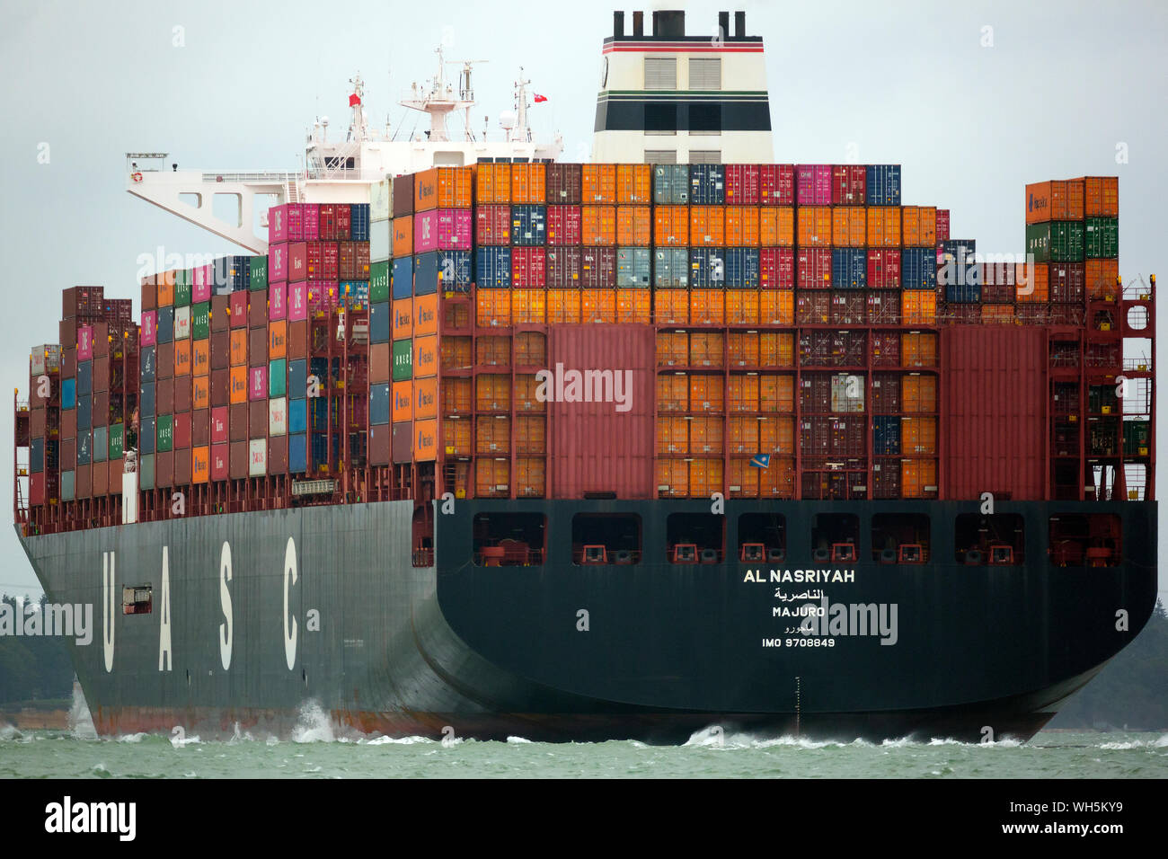 Close up,UASC,Container Ship, Al Nasriyah,Majuro,entering,Southampton ...