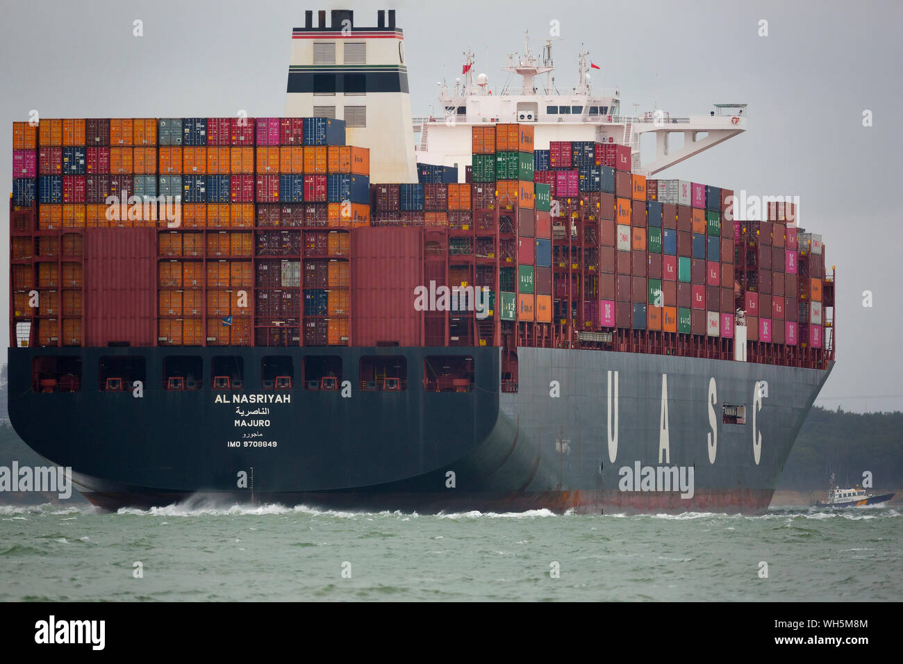 Close up,UASC,Container Ship, Al Nasriyah,Majuro,entering,Southampton ...