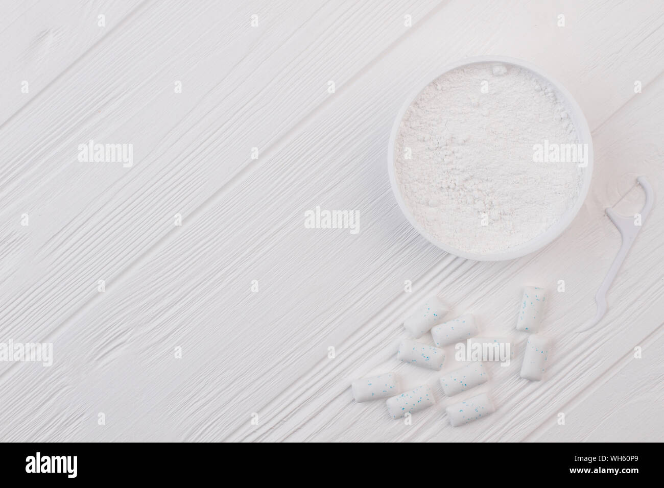 Powder for cleaning teeth and chewing gums Stock Photo - Alamy