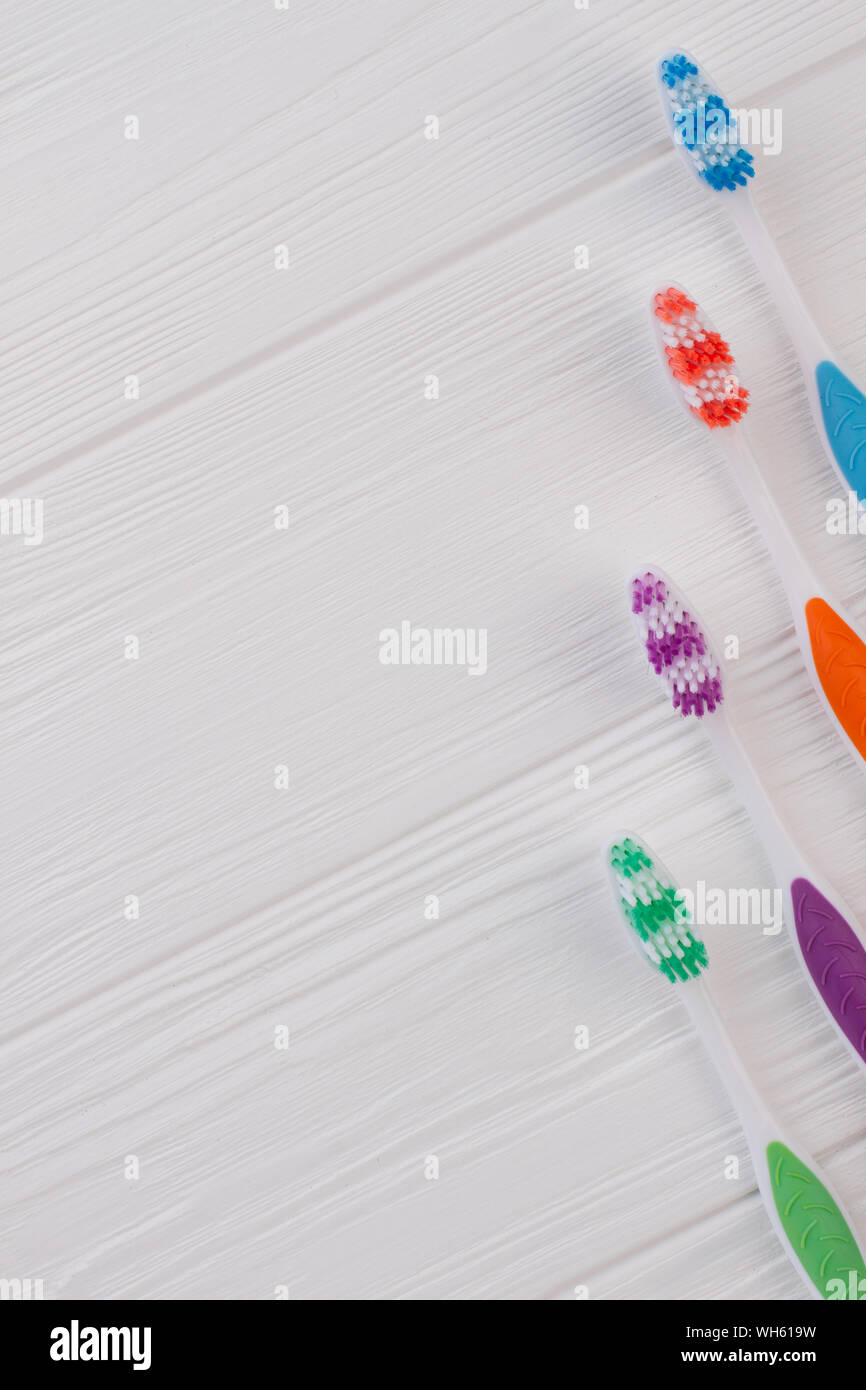 Side border of colorful toothbrushes Stock Photo - Alamy