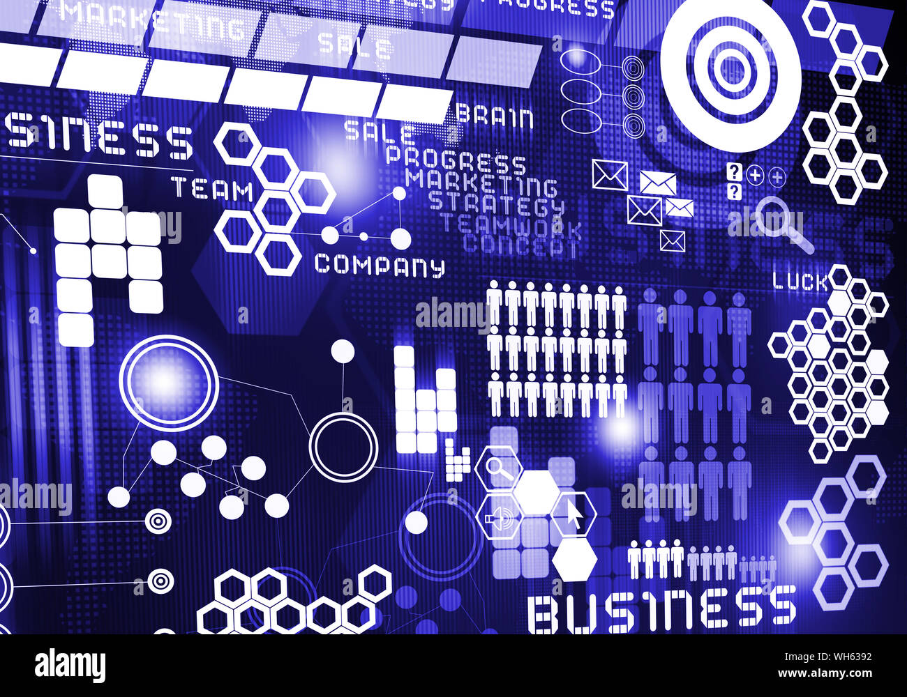 Digital business background image with icons on media screen Stock ...