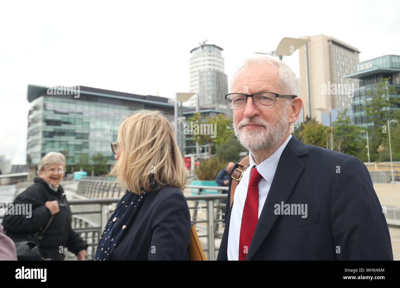 Labour leader Jeremy Corbyn walks with shadow business secretary ...
