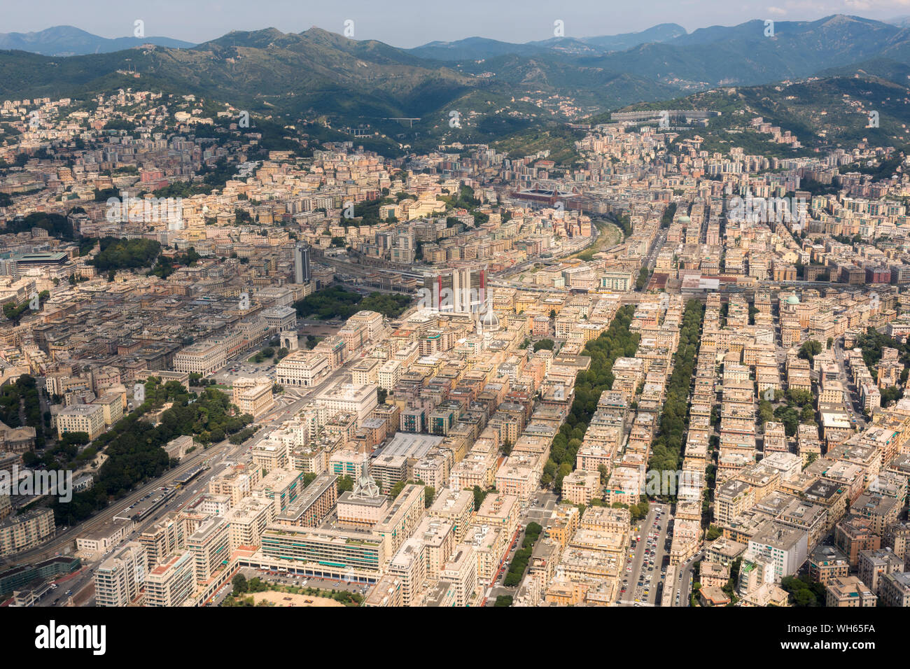 Aerial view of Genoa city in italy Stock Photo - Alamy
