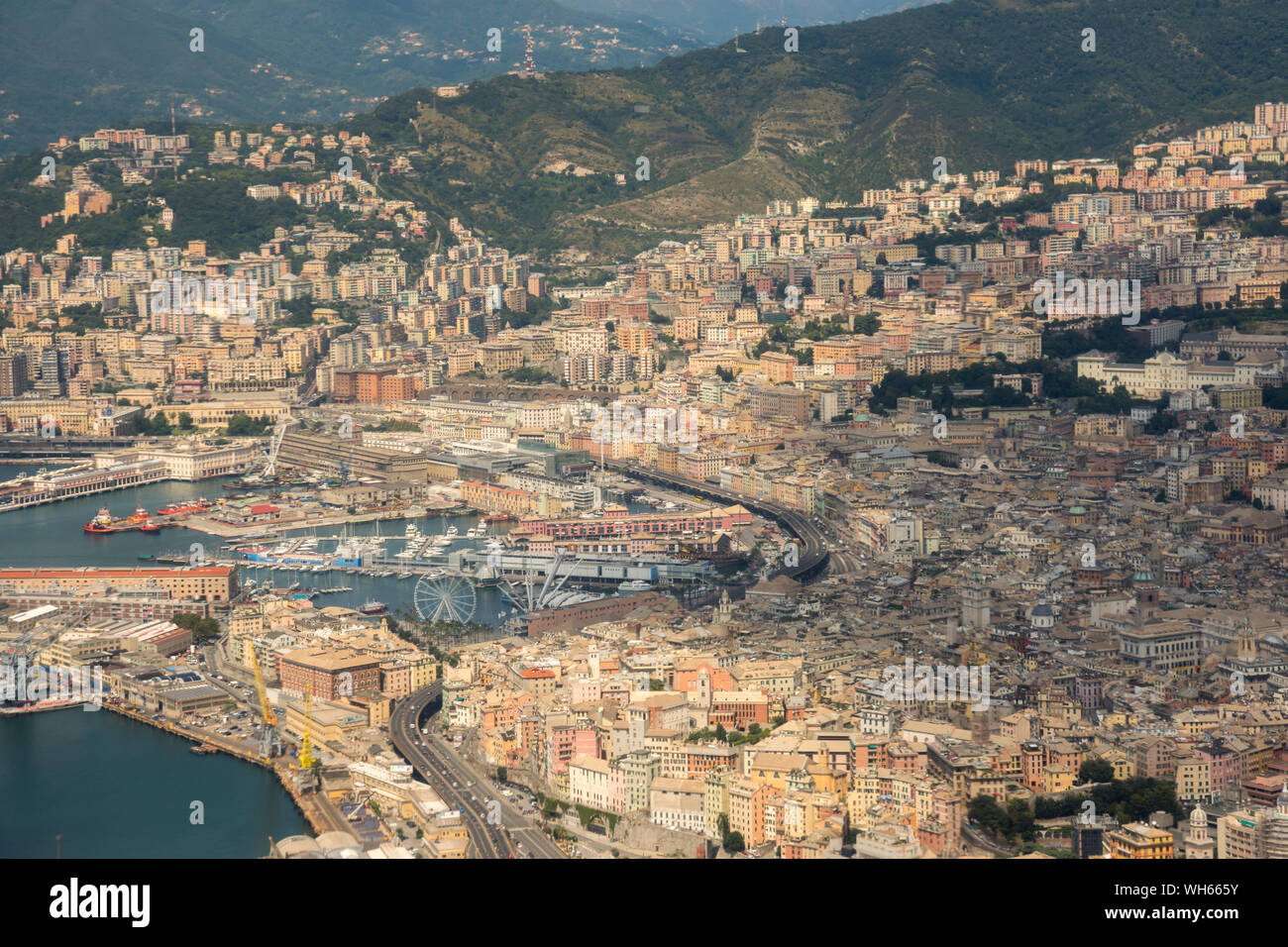 Aerial view of Genoa city in italy Stock Photo - Alamy