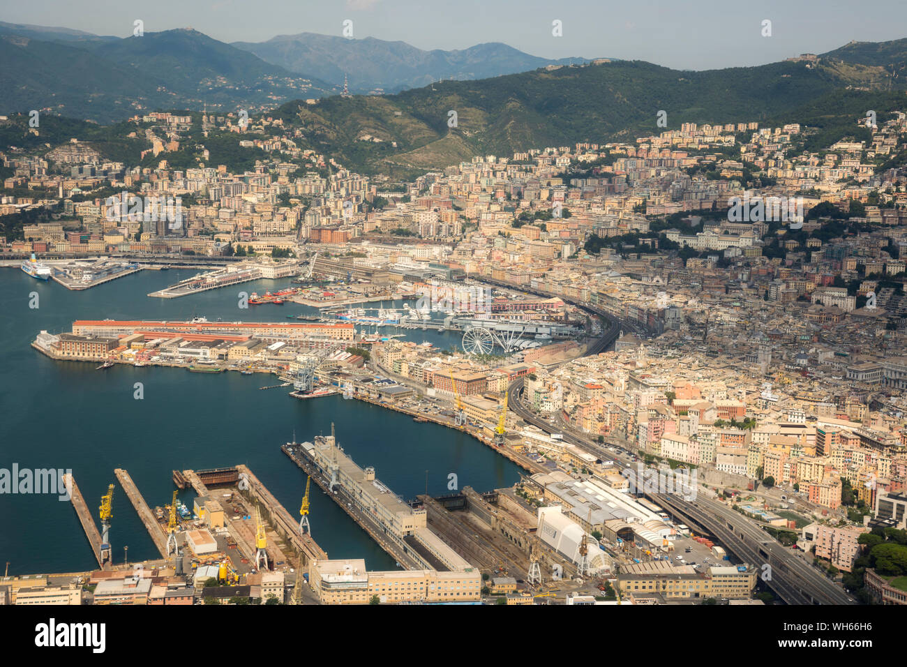 Aerial view of Genoa city in italy Stock Photo - Alamy