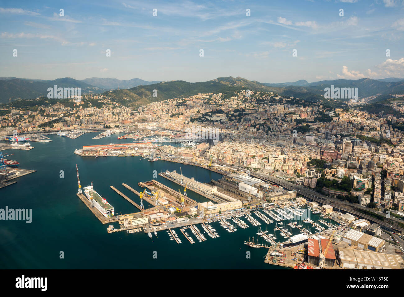 Aerial view of Genoa city in italy Stock Photo - Alamy