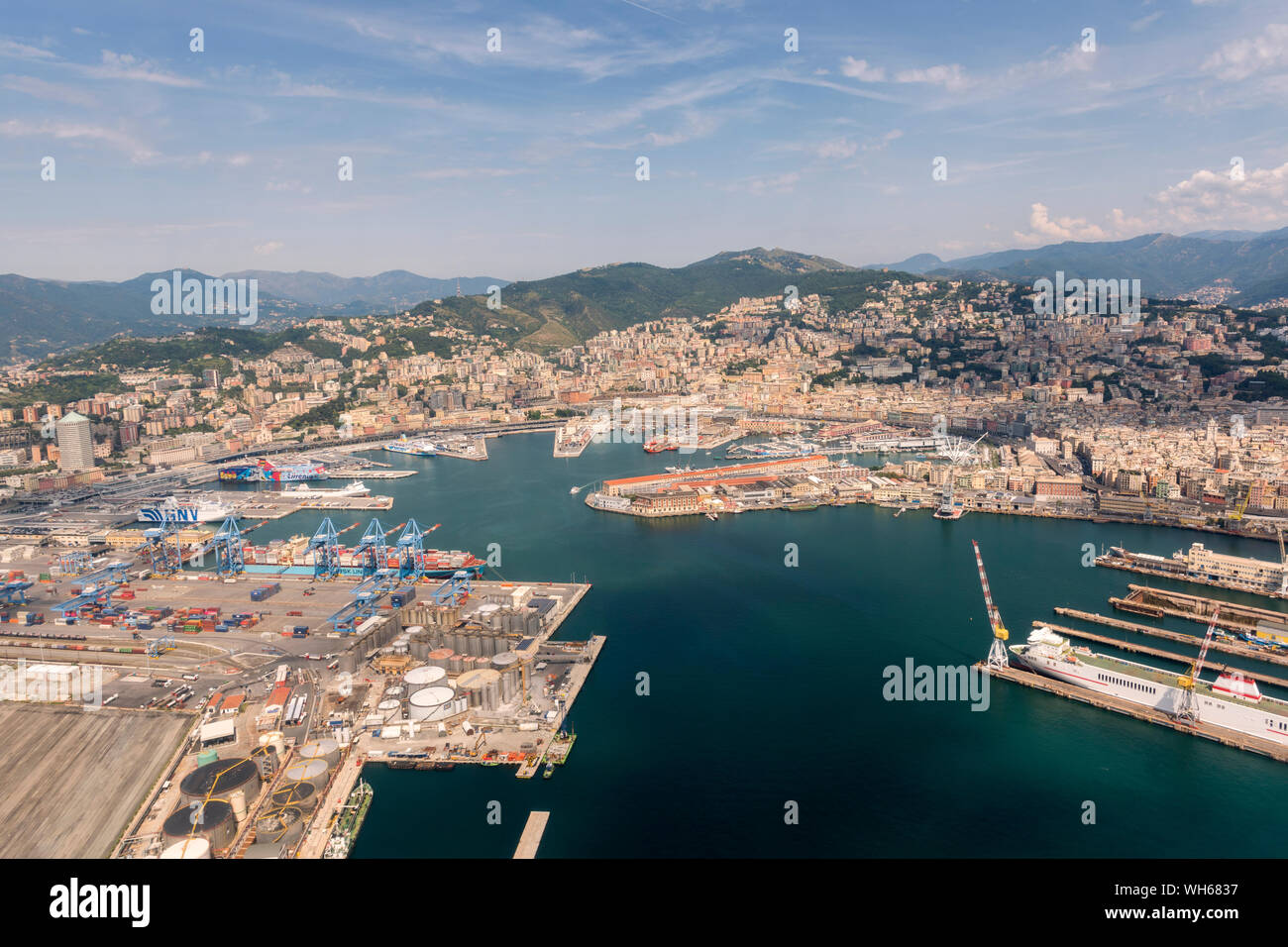 Aerial view of Genoa city in italy Stock Photo - Alamy