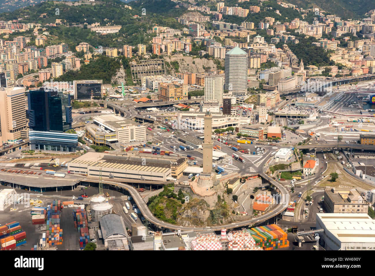 Aerial view of Genoa city in italy Stock Photo - Alamy