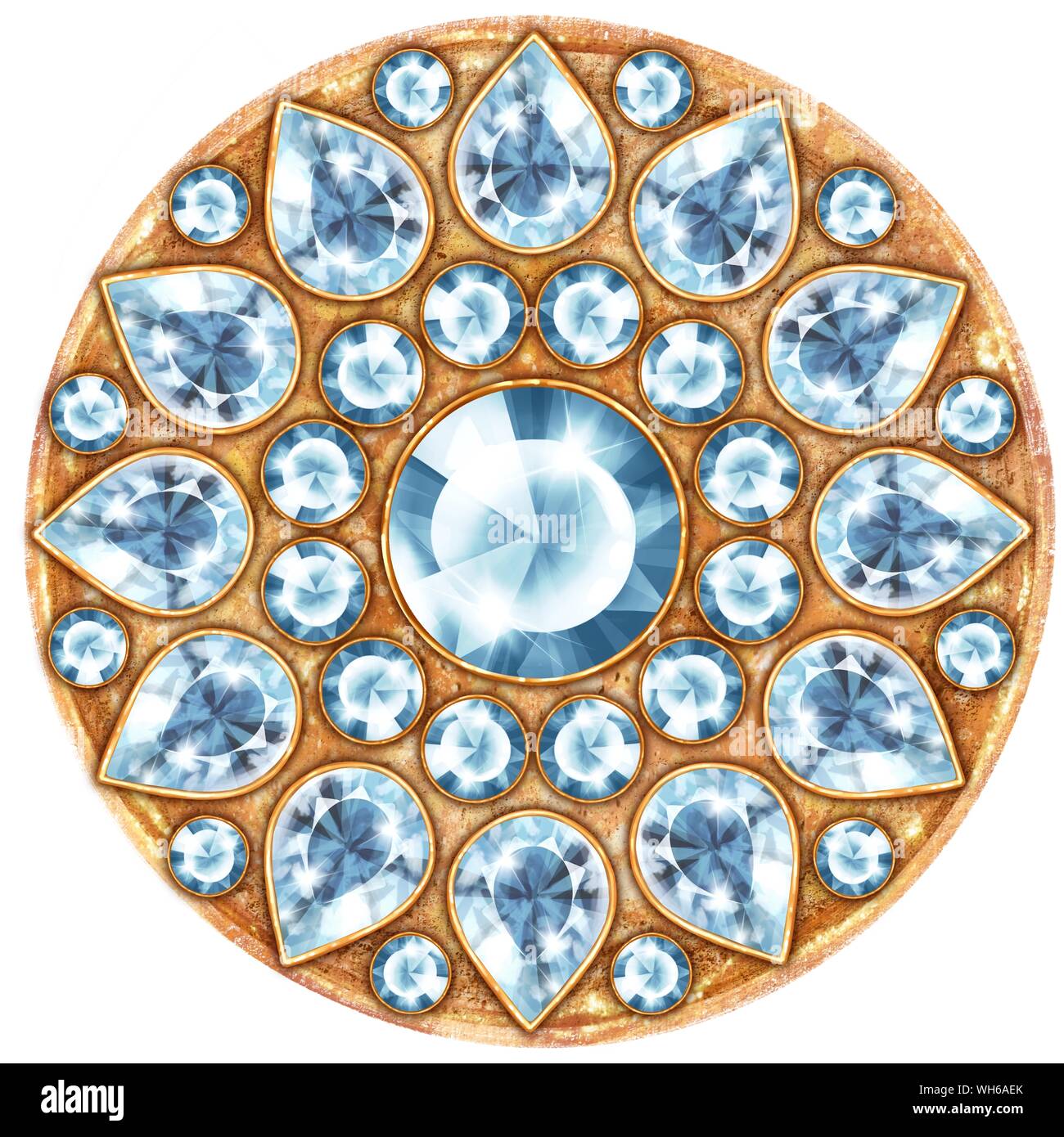 Mandala with blue gems. Round pattern Stock Photo - Alamy