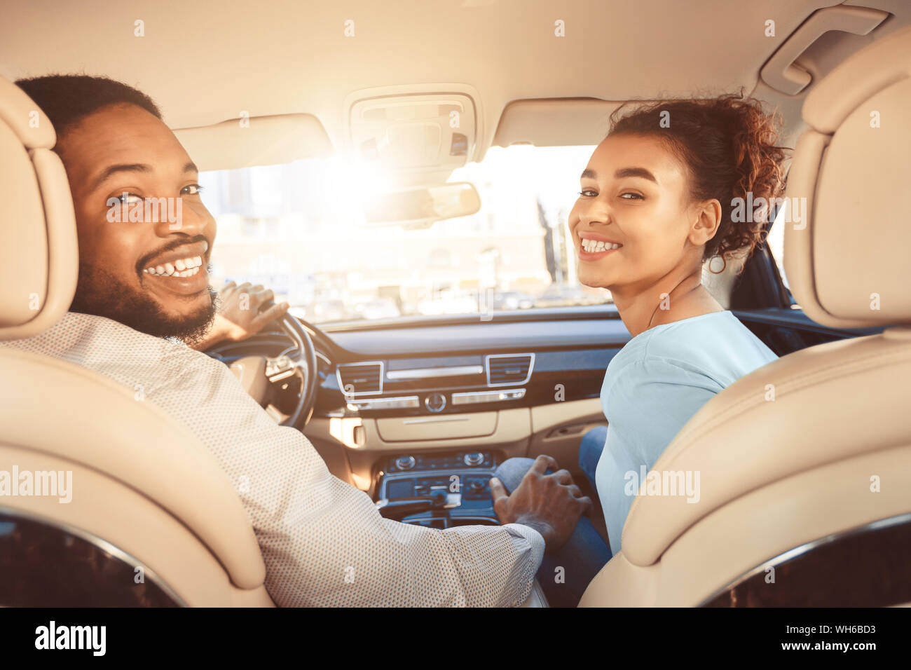 Car driving inside couple hi-res stock photography and images - Alamy