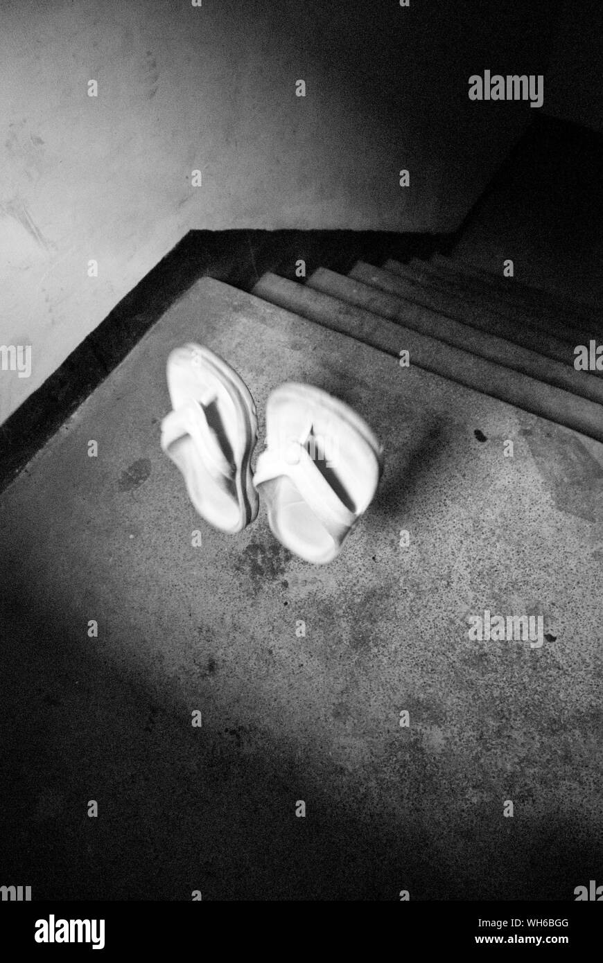 Slipper In Mid-air On Steps Stock Photo - Alamy