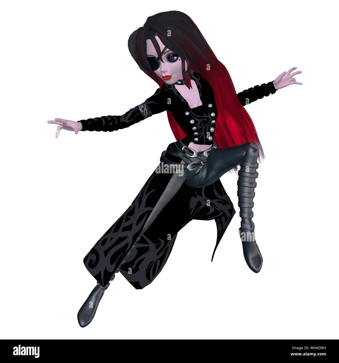 Digitally rendered illustration of a gothic girl in pirate outfit Stock ...