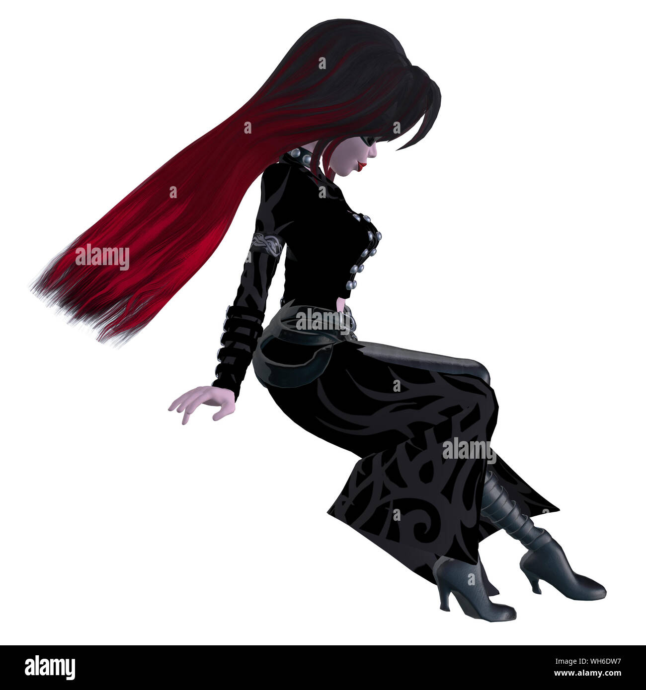 Digitally rendered illustration of a gothic girl in pirate outfit Stock ...