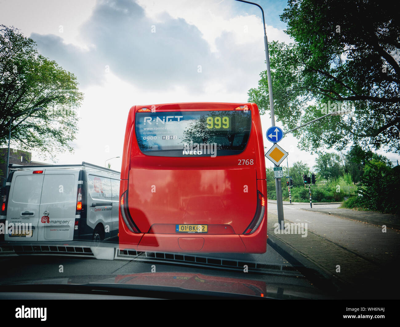 Haarlem, Netherlands - Aug 29, 2019: View from the car at the R-Net ...