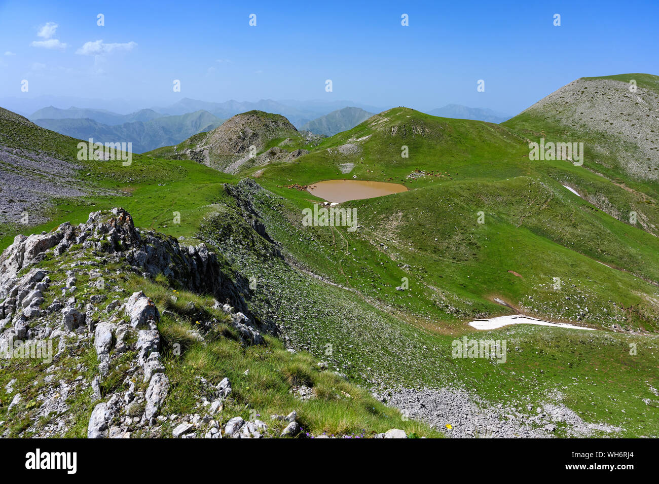 Mountain landscape on Agrafa Mountains in Thessaly, Greece with small ...