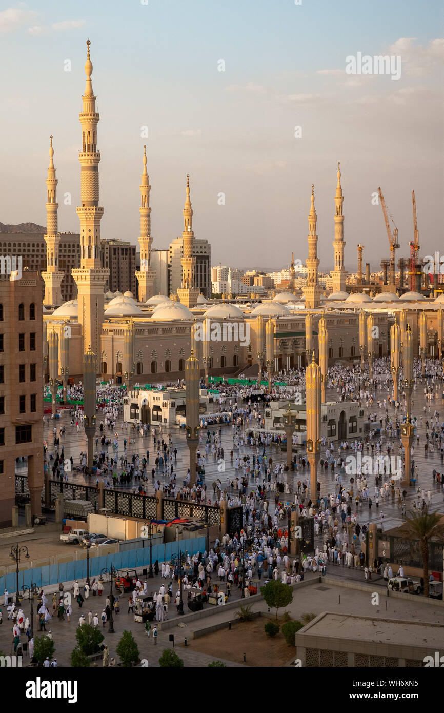 During the Friday prayer thousands of Muslim pilgrims pray at the Al ...