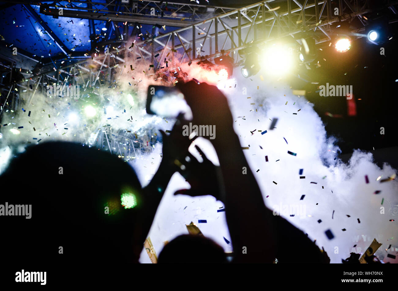 People In Music Concert At Night Stock Photo - Alamy