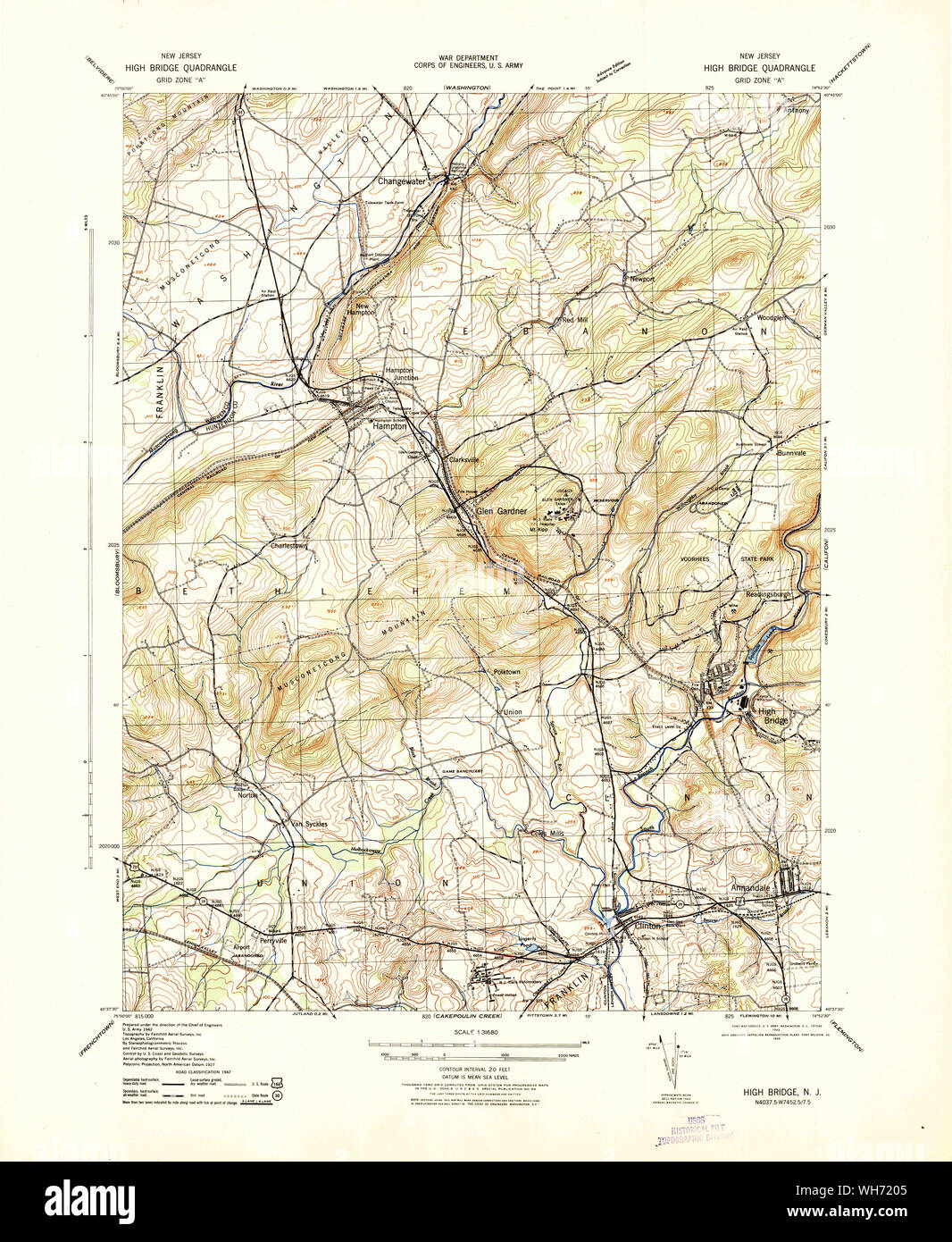 USGS TOPO Map New Jersey NJ High Bridge 255053 1943 31680 Restoration ...