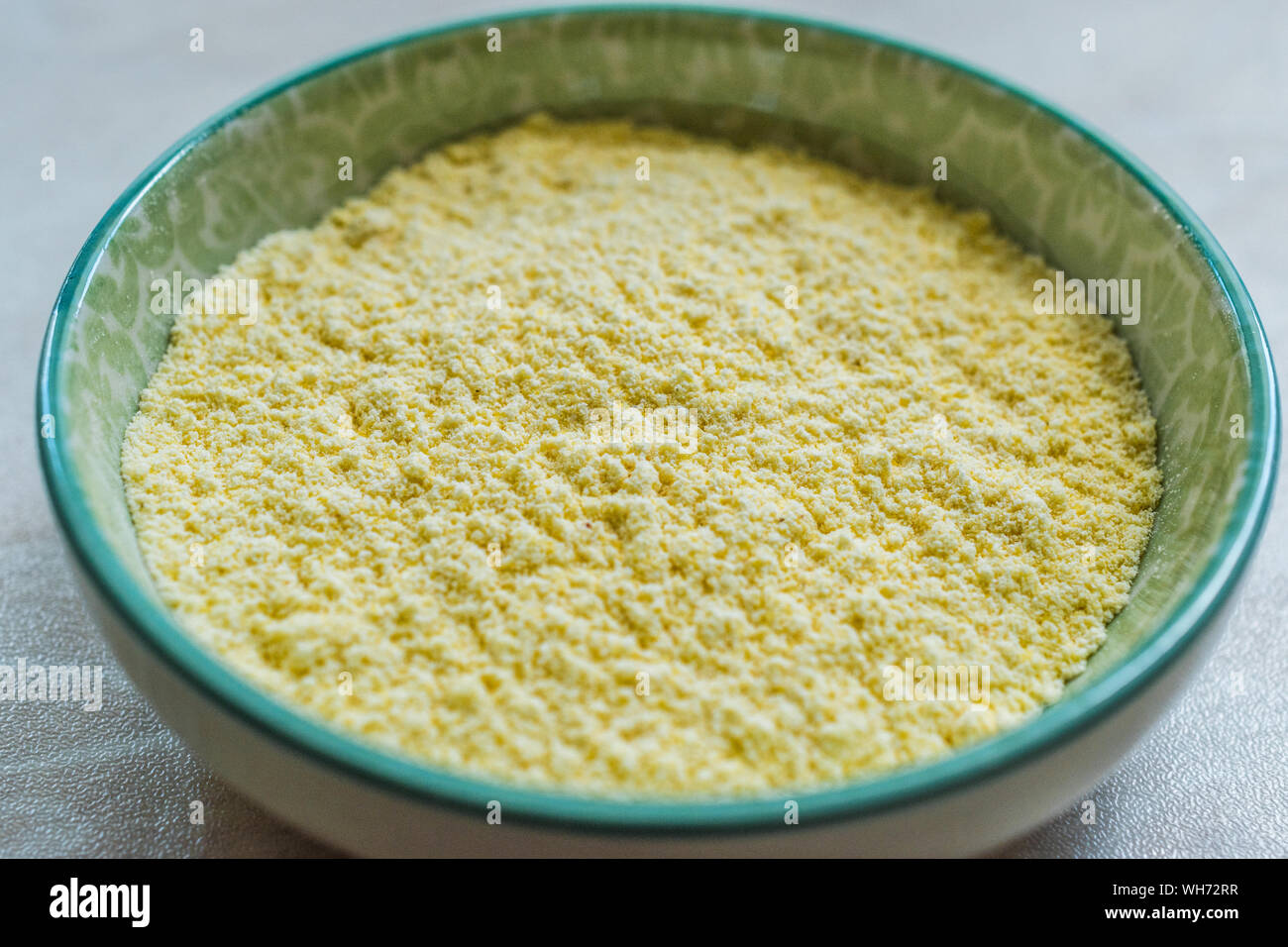 Dry Organic Corn Meal Flour in Ceramic Bowl. Ready to Use Stock Photo ...