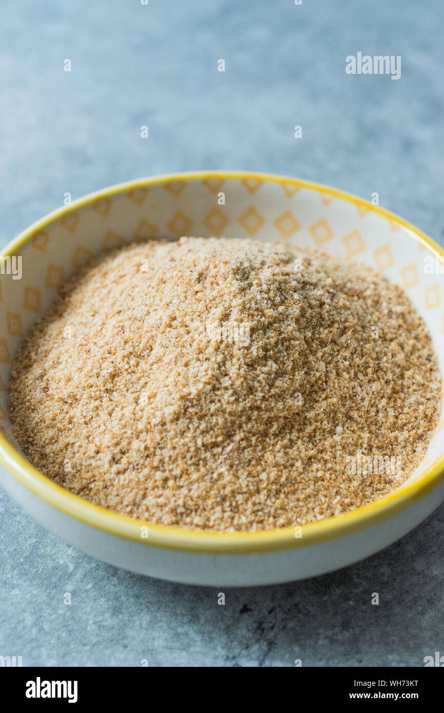 Bread Crumbs / Rusk Powder in Porcelain Bowl. Organic Food Stock Photo ...