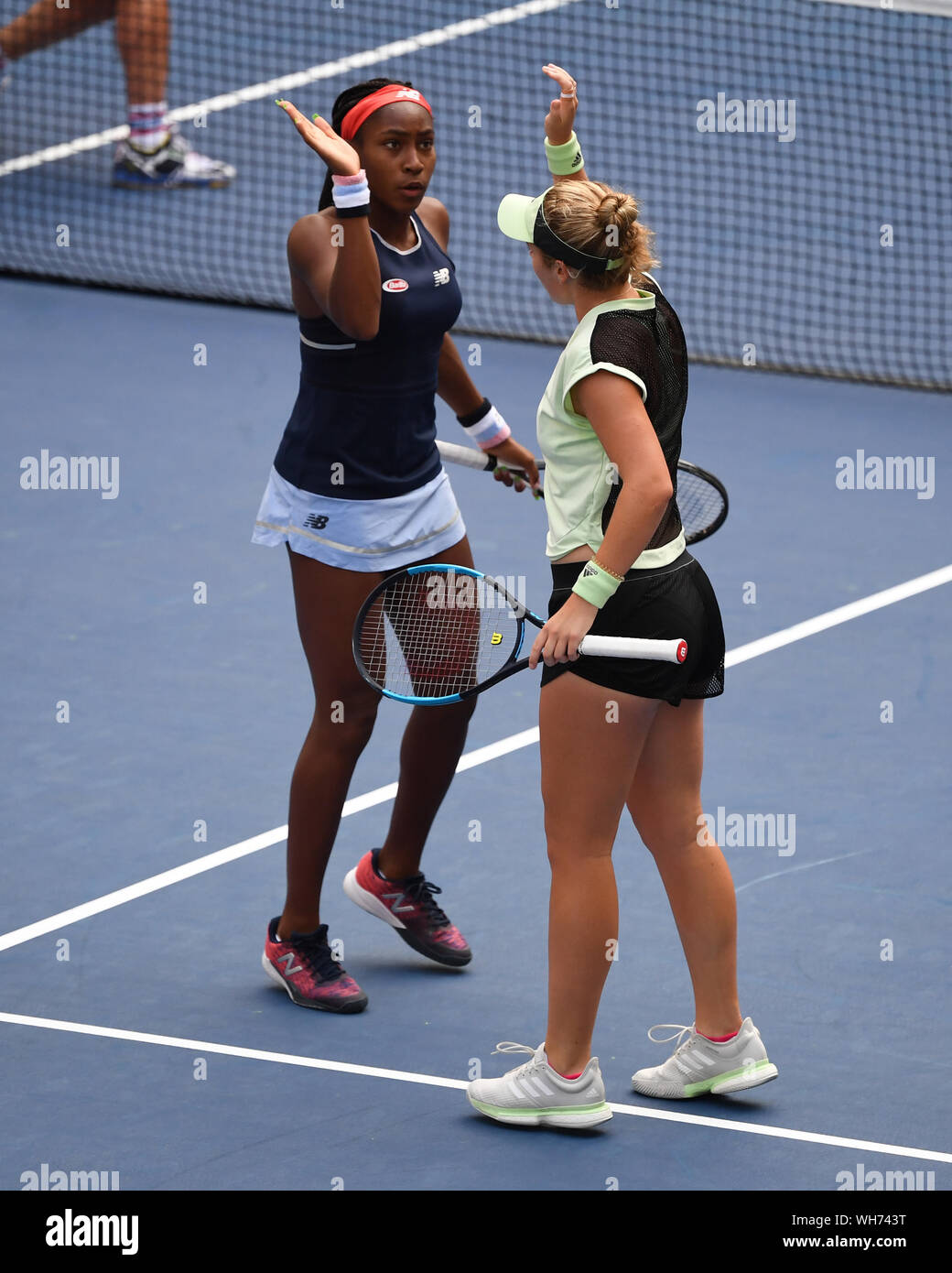 Flushing NY, USA. 01st Sep, 2019. Catherine McNally and Coco Gauff Vs ...