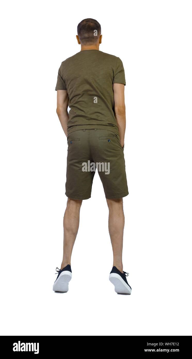 Back view of man in zero gravity or a fall. guy is flying, falling or ...