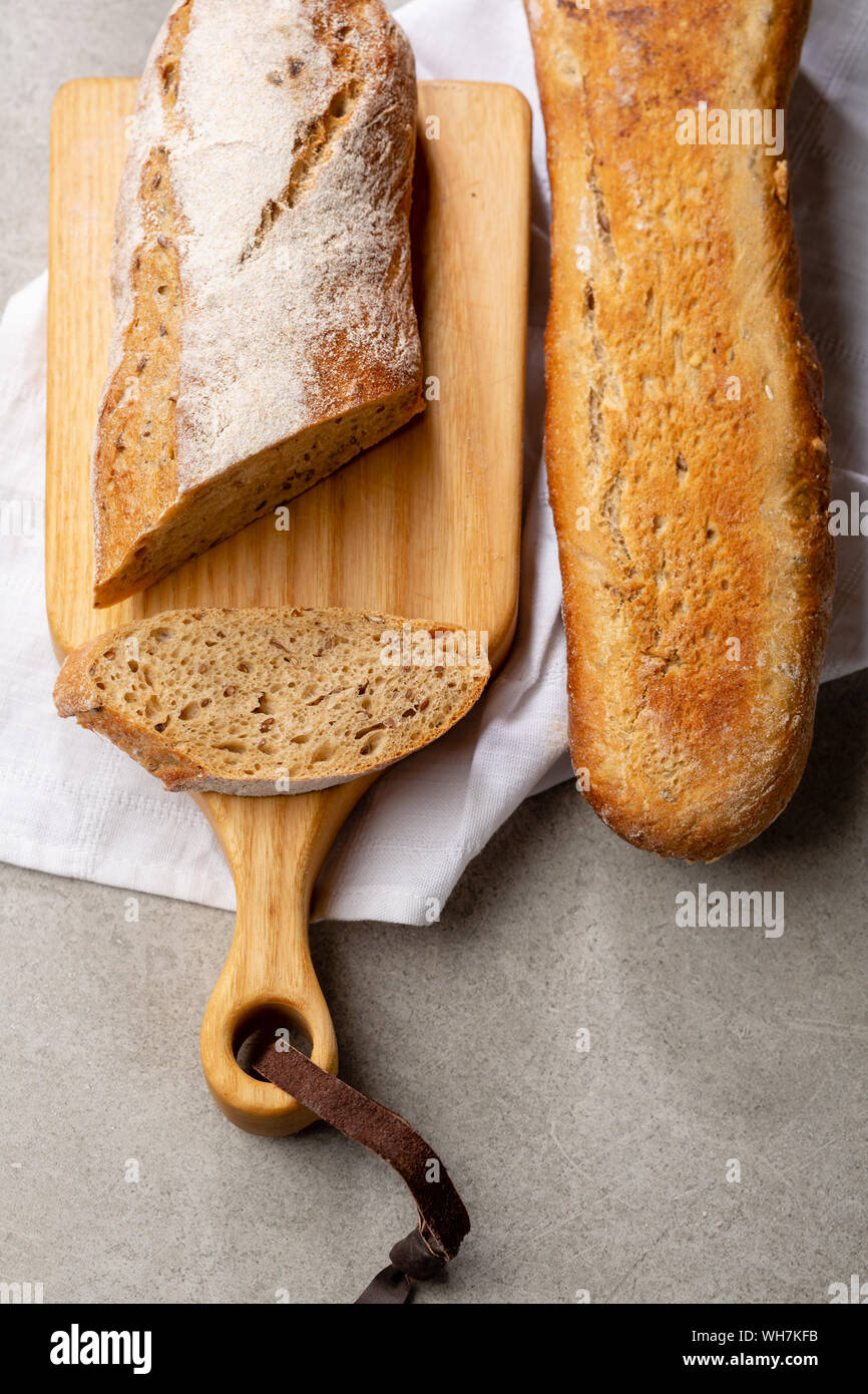 Fresh bread loaf top view Stock Photo - Alamy